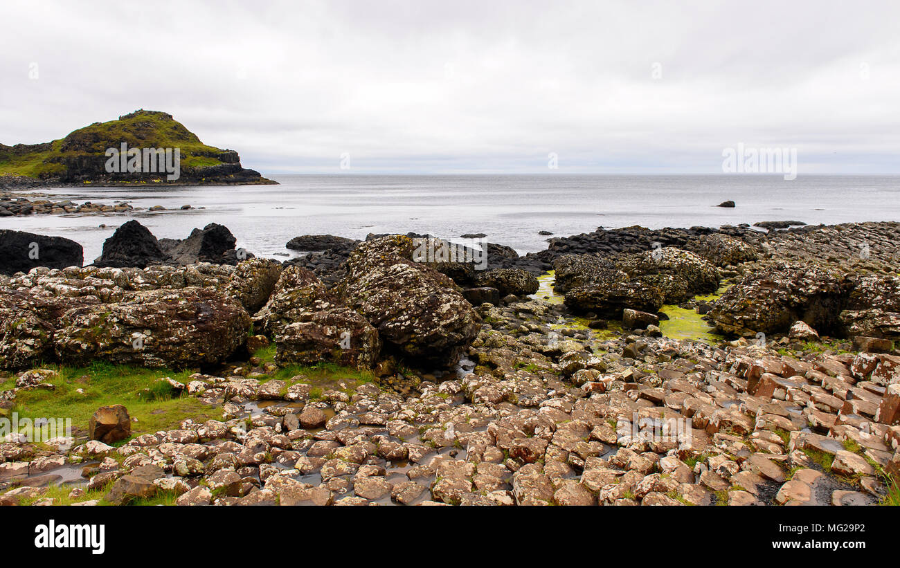Spectacular view of the Giant's Causeway and Causeway Coast, the result ...