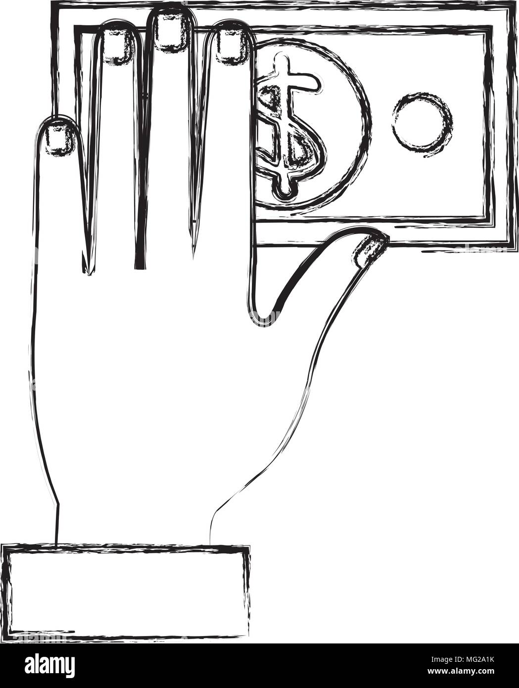 hand with bill dollar money icon Stock Vector Image & Art - Alamy