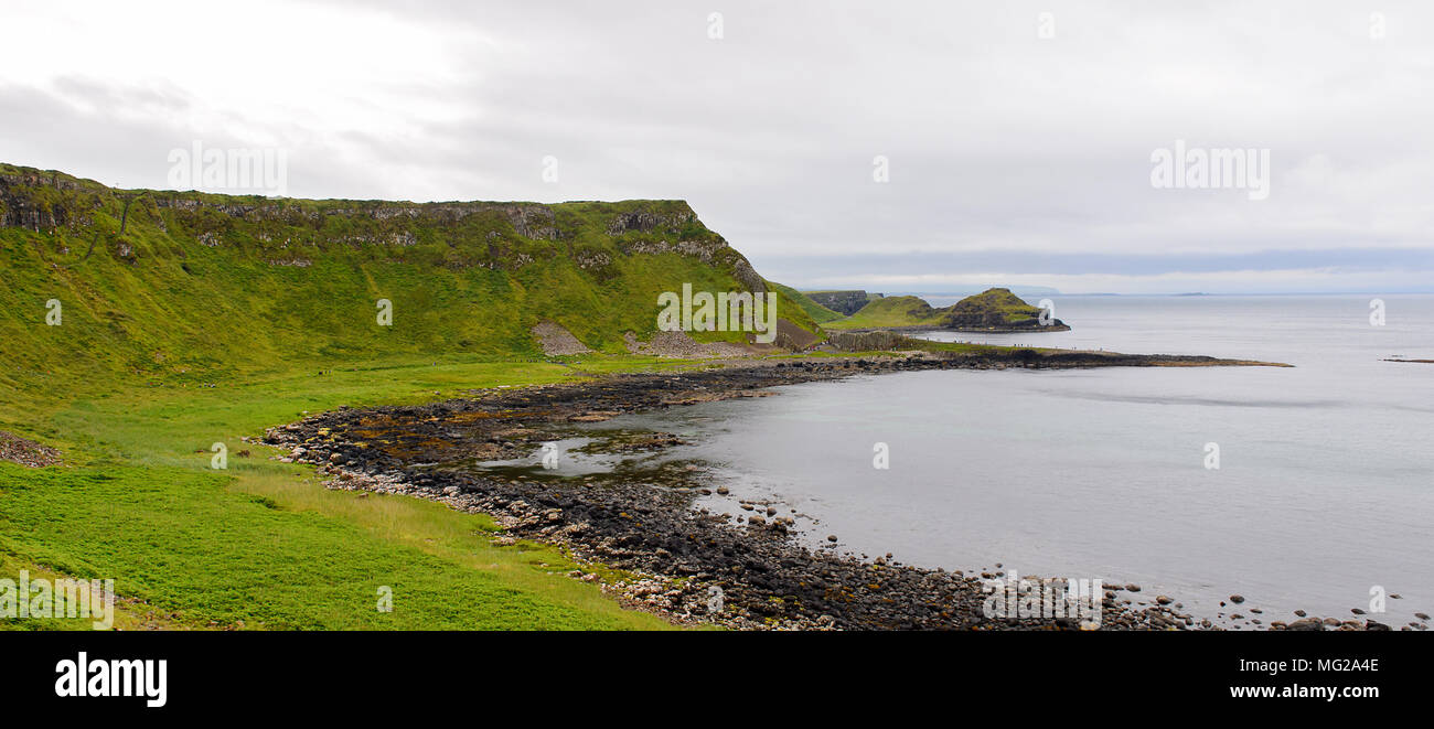 Panorama of the Giant's Causeway and Causeway Coast, the result of an ...