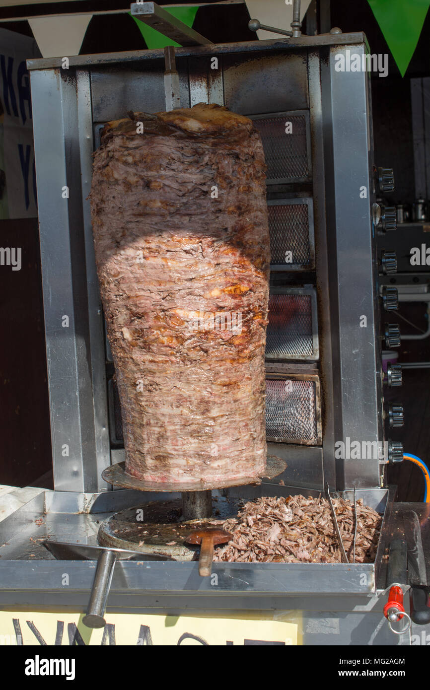 Traditional Turkish Doner Kebab on pole Stock Photo - Alamy