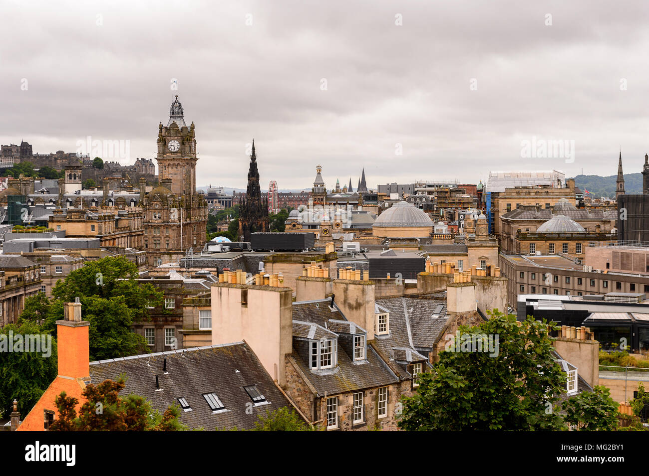 Panorama of Edinburgh, Scotland. Old Town and New Town are a UNESCO ...