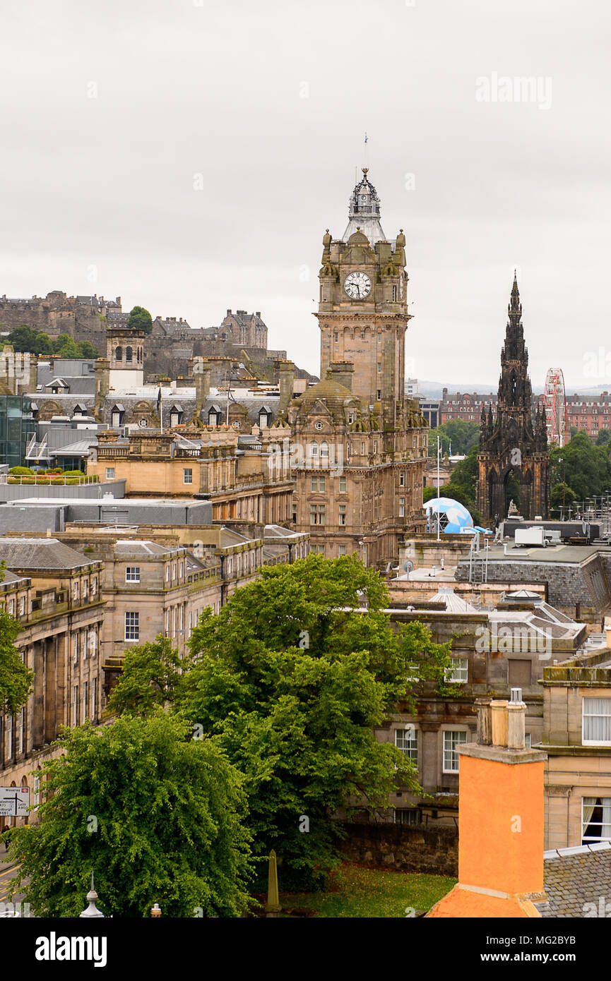 Panorama of Edinburgh, Scotland. Old Town and New Town are a UNESCO ...