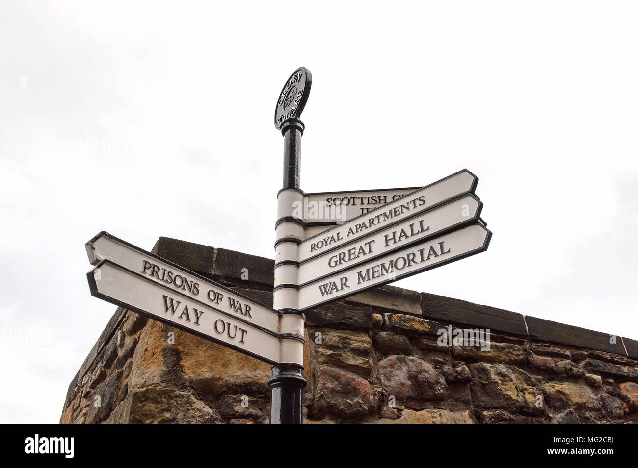 Direction signs in Edinburgh Castle, Scotland Stock Photo - Alamy