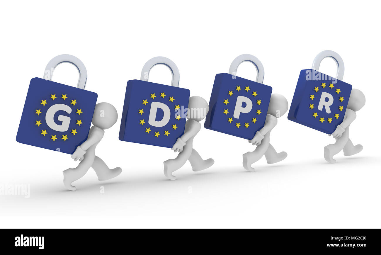 Small business character with the letters GDPR, General Data Protection ...