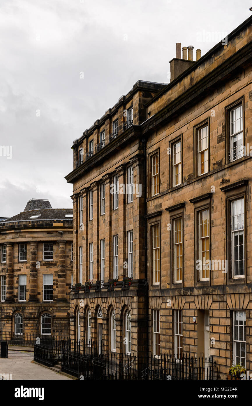 Achitecture and traffic of Edinburgh, Scotland. Old Town and New Town ...