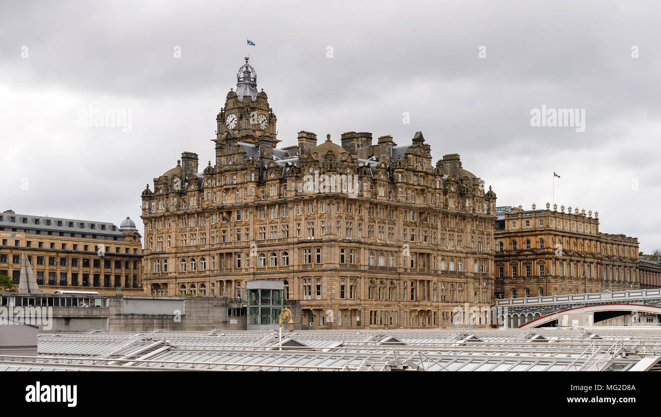 Balmoral Hotel in Edinburgh, Scotland. Old Town and New Town are a ...