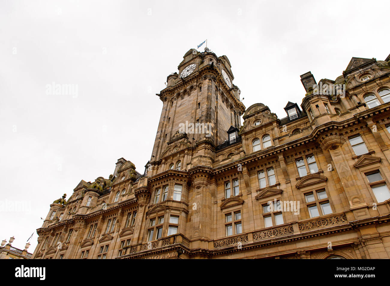 Balmoral Hotel in Edinburgh, Scotland. Old Town and New Town are a ...