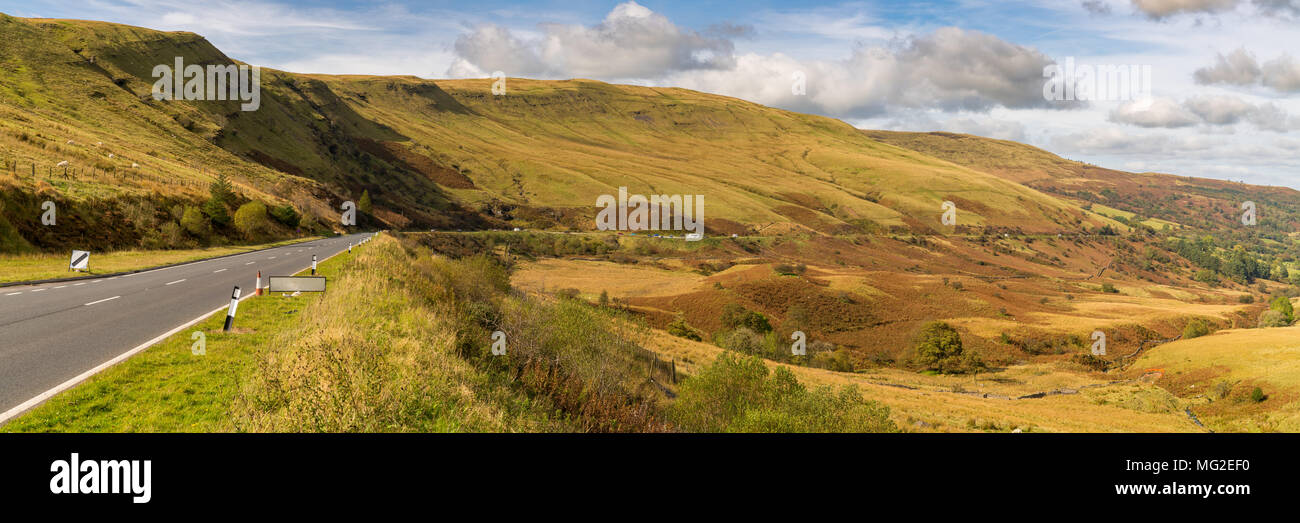 Near Libanus, Powys, Wales, UK - October 06, 2017: The A470 road ...