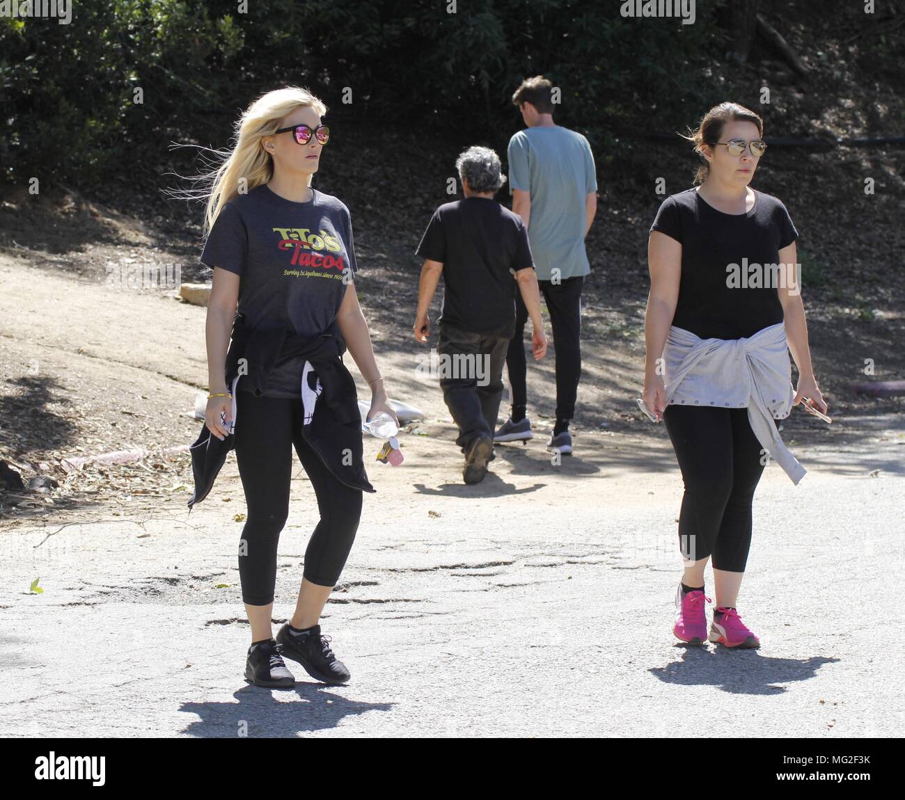 Holly Madison hiking at Runyon Canyon in Hollywood Hills with a friend ...