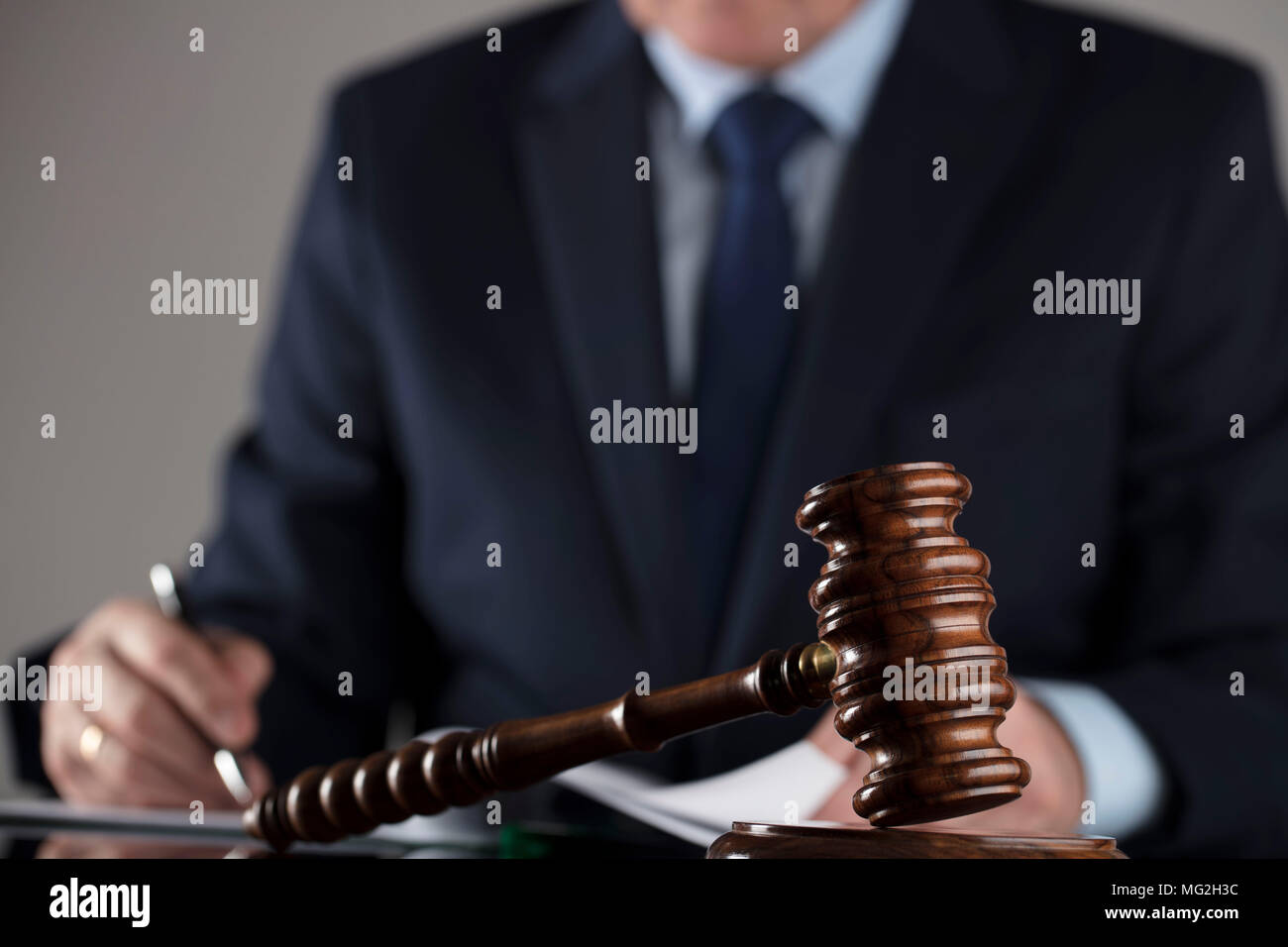 Law concept. Judge, gavel. White collar, man in suit Stock Photo - Alamy
