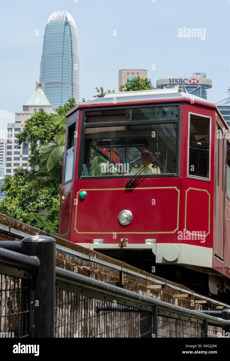 HONG KONG, CHINA - APRIL 01,2018: Peak Tram, The Peak Hong Kong.The ...