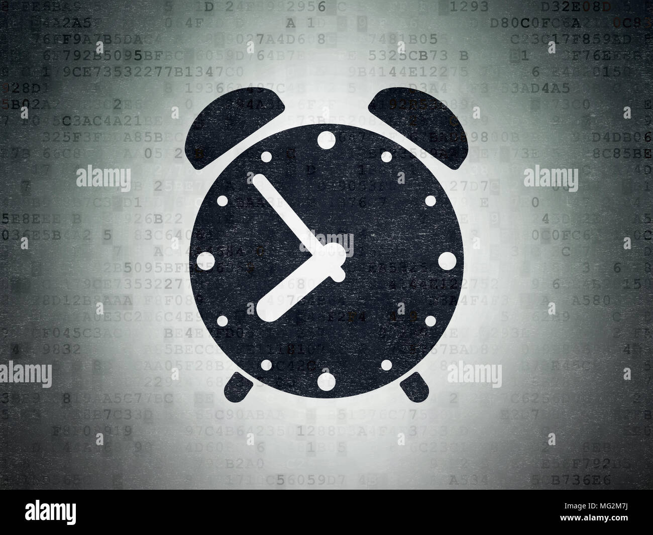 Timeline concept: Alarm Clock on Digital Data Paper background Stock ...