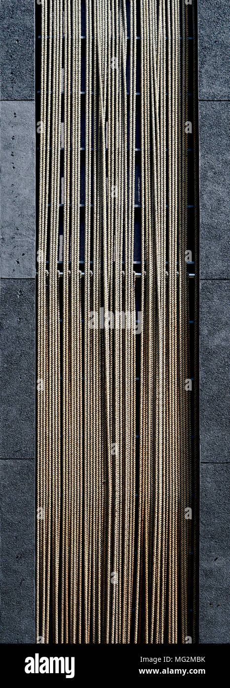 linear stripe pattern vertical mixed between stone and rope Stock Photo ...