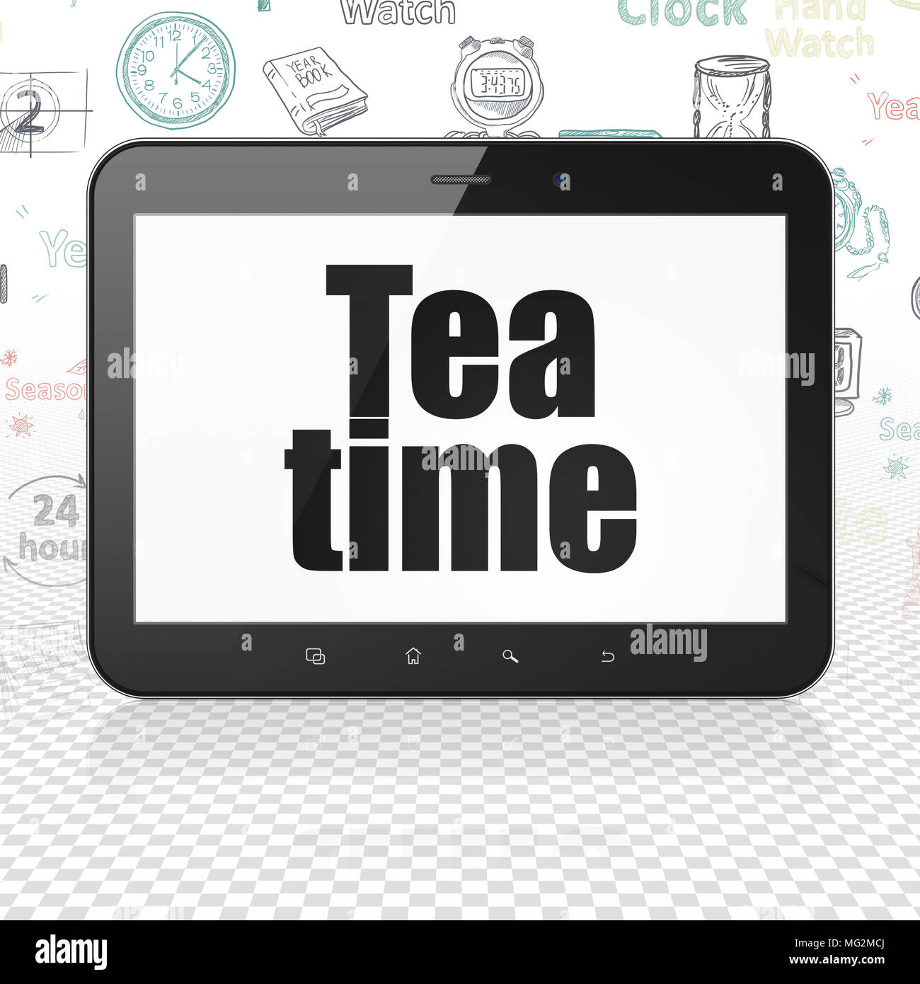 Time concept: Tablet Computer with Tea Time on display Stock Photo - Alamy