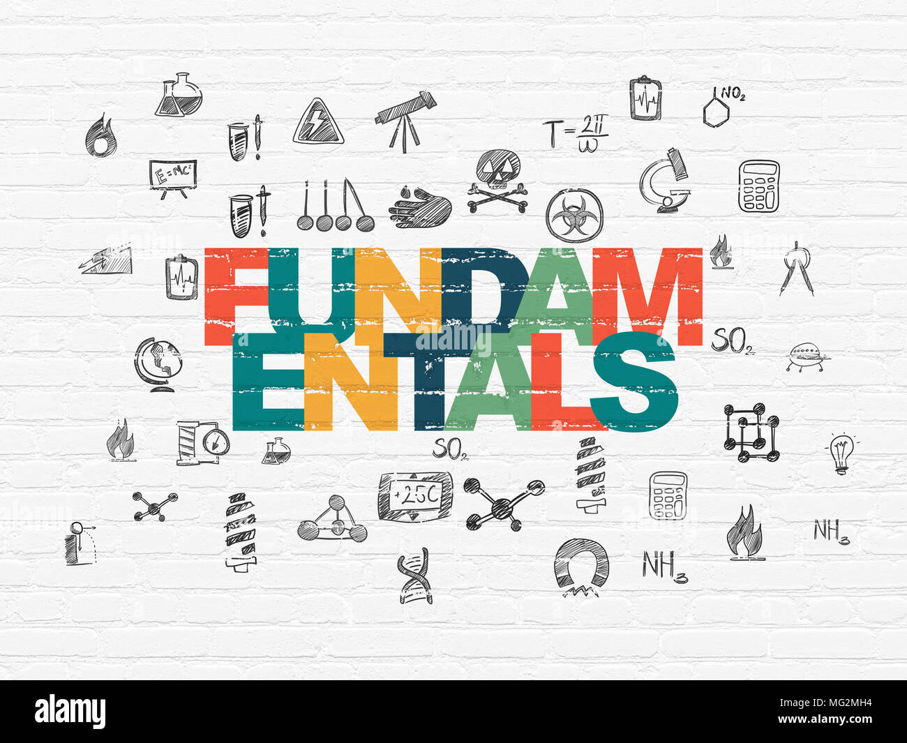 Science concept: Fundamentals on wall background Stock Photo - Alamy