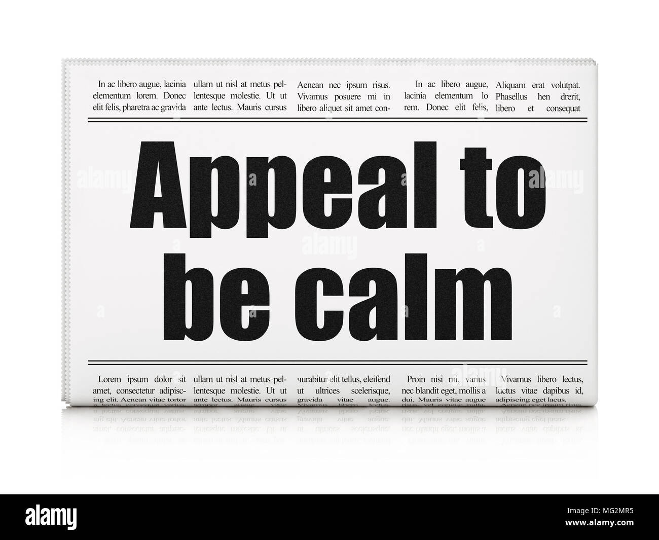 Politics concept: newspaper headline Appeal To Be Calm Stock Photo - Alamy