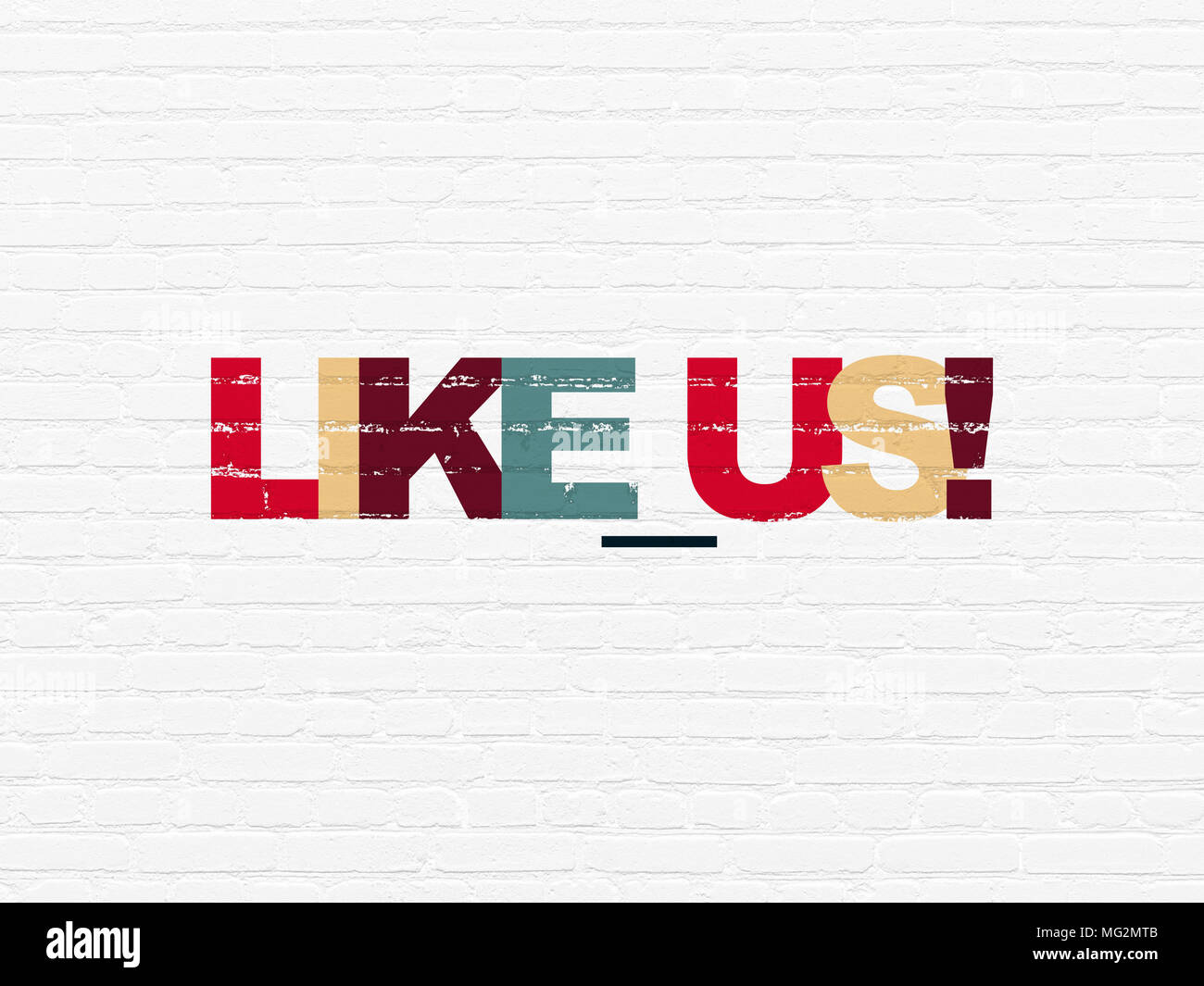 Social media concept: Like us! on wall background Stock Photo - Alamy
