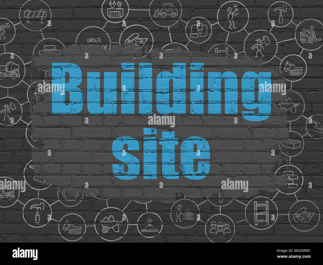 Construction concept: Building Site on wall background Stock Photo - Alamy