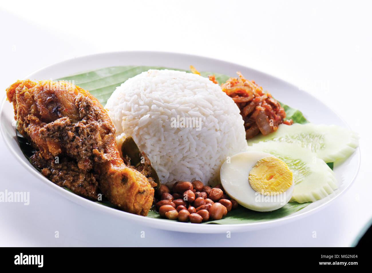 Nasi lemak traditional malaysian spicy rice dish Stock Photo - Alamy