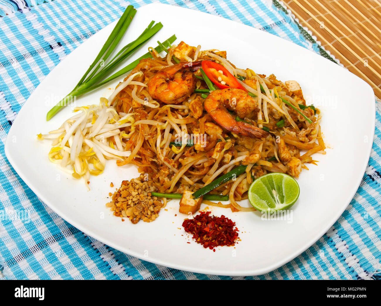 asia food. fried rice noodles with a Seafood Stock Photo - Alamy
