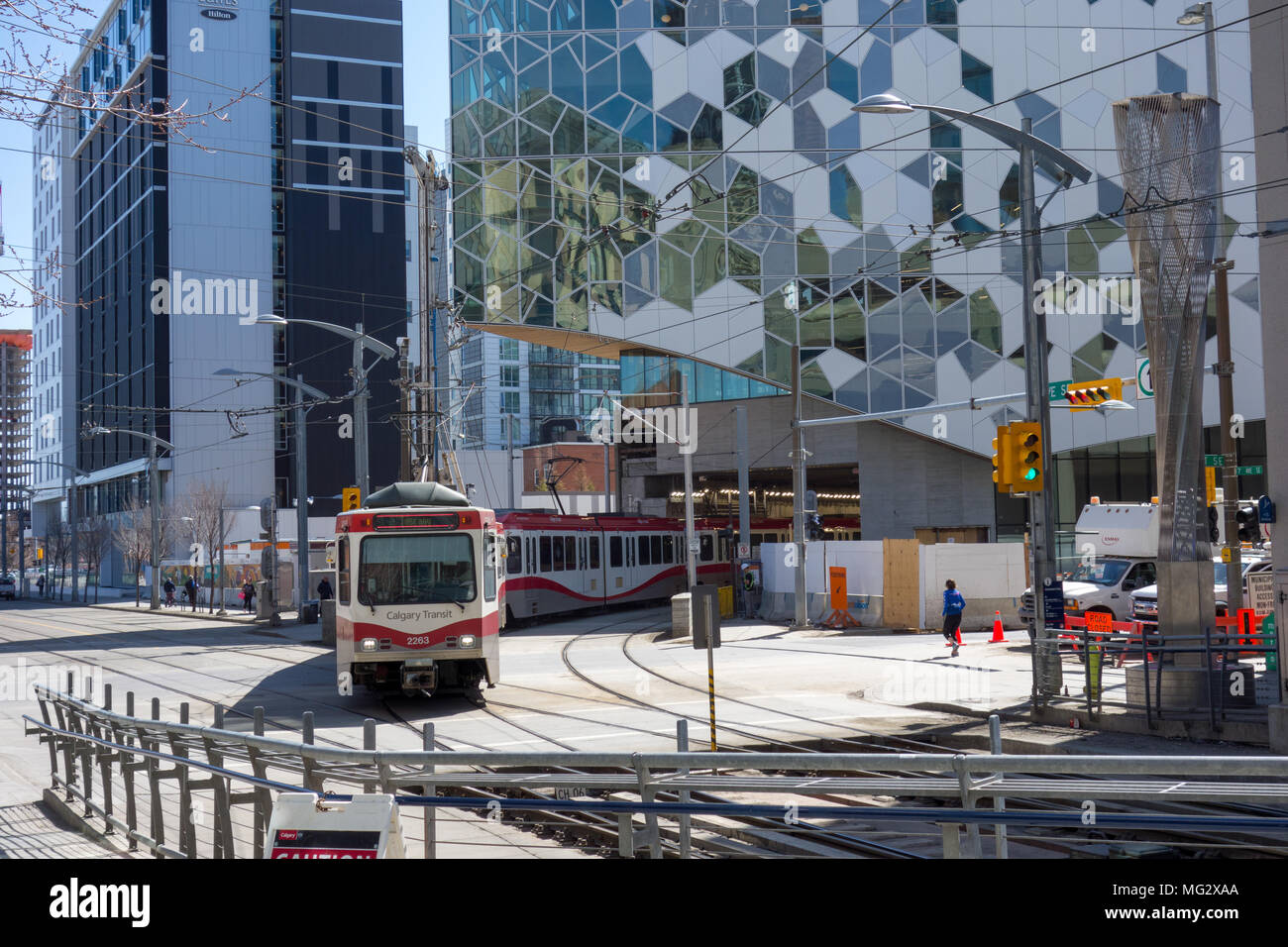 The C-Train emerging from the underground tunnel which is encapsulated ...