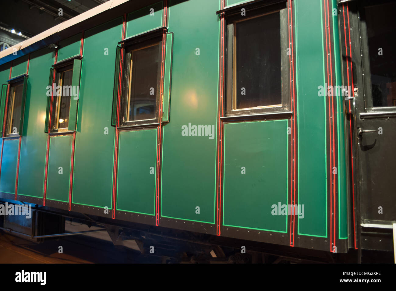 Windows of old train outside Stock Photo - Alamy