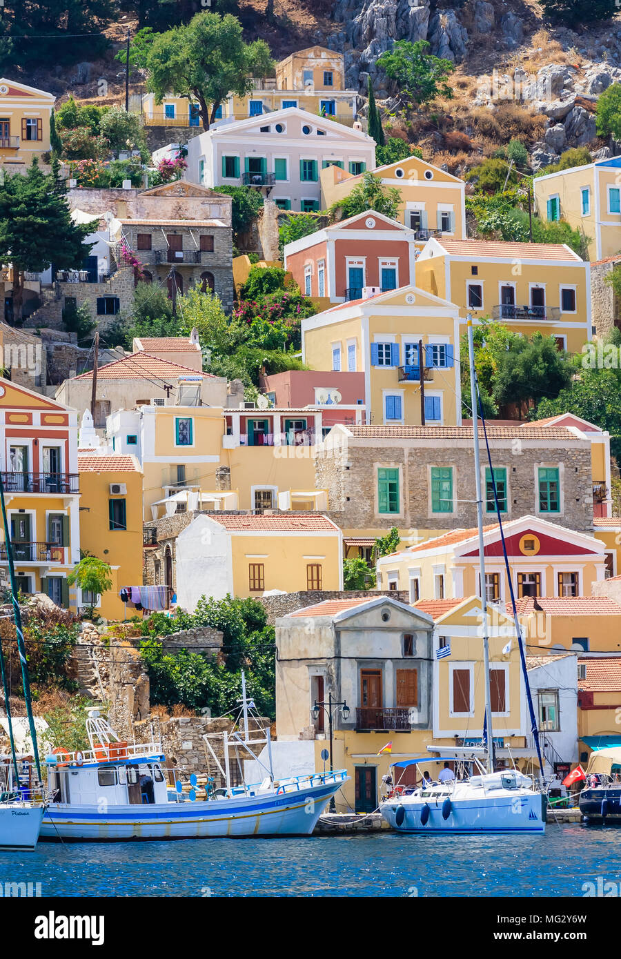 The capital of the island of Symi - Ano Symi. Greece Stock Photo - Alamy