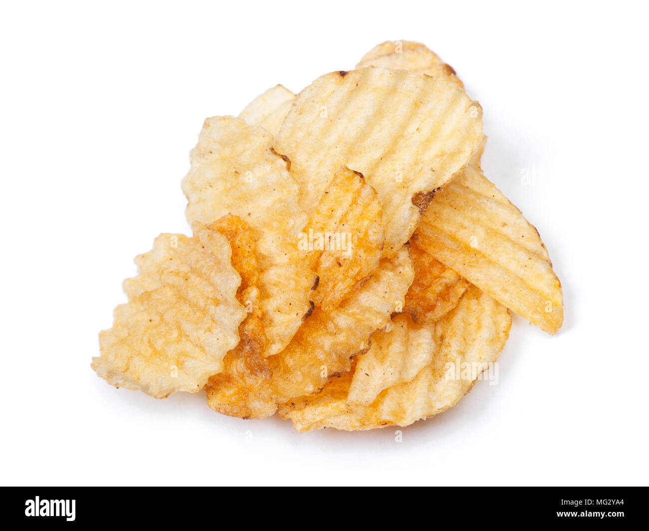 Heap of potatoes chips isolated on white background Stock Photo - Alamy