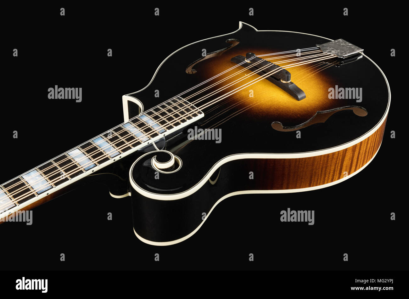 Mandolin isolated on black background. Music concept Stock Photo - Alamy