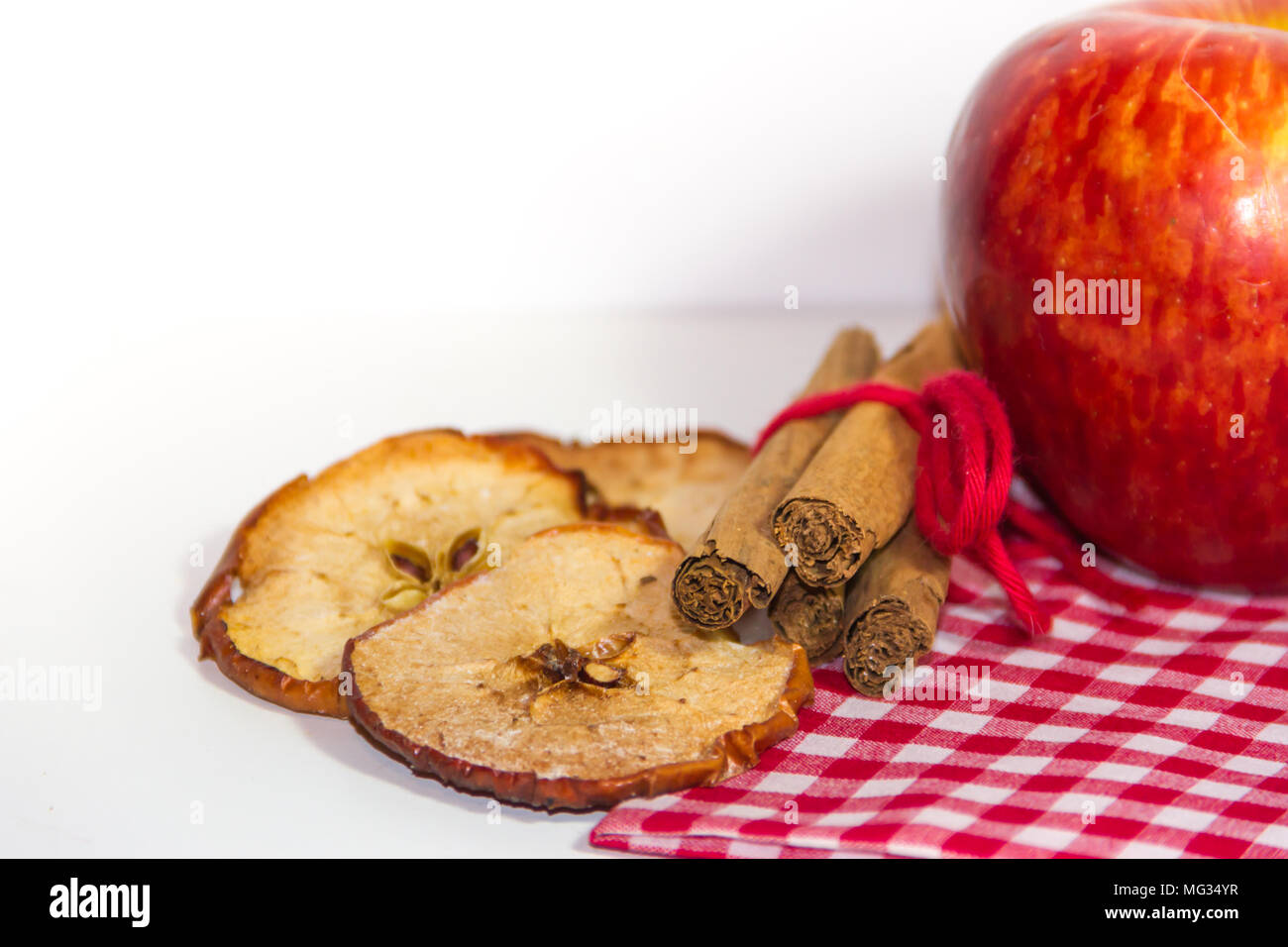ingredients for red apple cake and cinnamon Stock Photo - Alamy