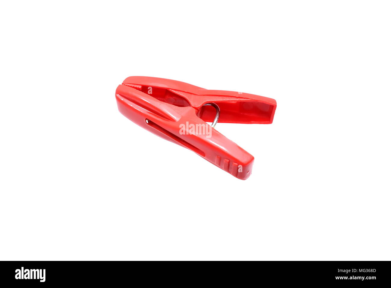 Red Plastic Cloth Clamp Isolated on White Background Stock Photo - Alamy
