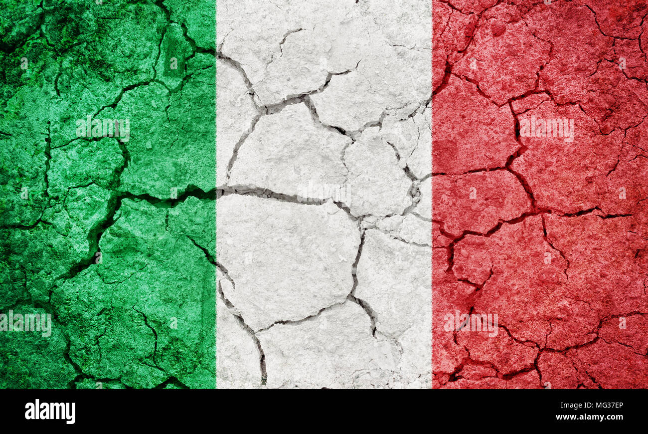 Italian Republic flag on dry earth ground texture background Stock ...