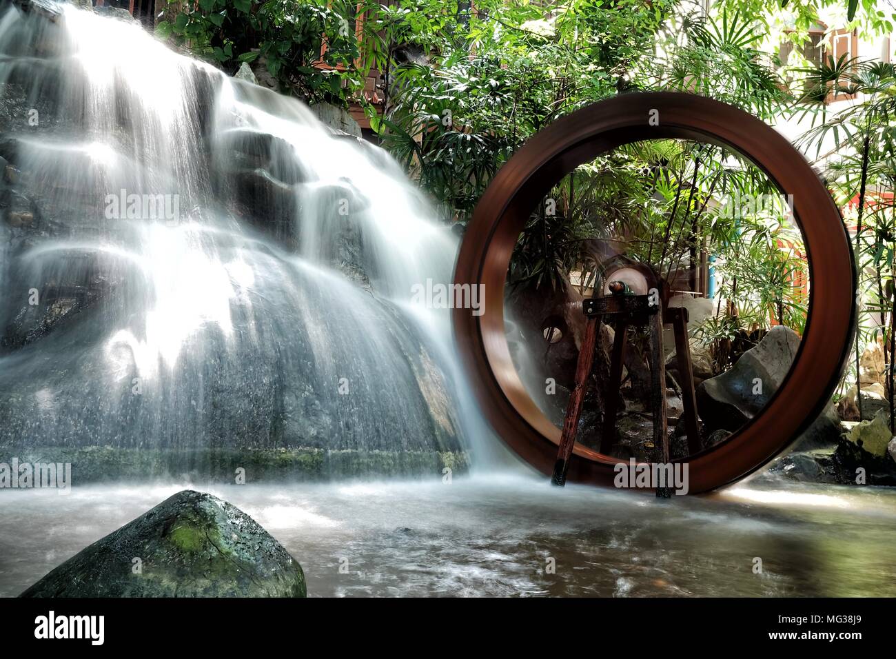 Water Wheel in Waterfall Stock Photo - Alamy