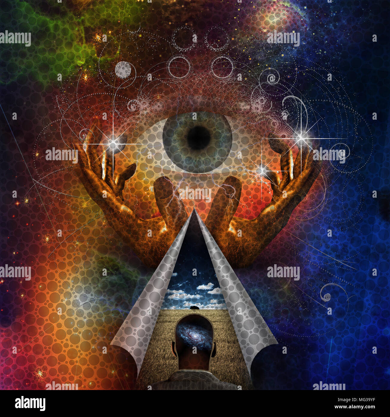 Abstract painting, human thoughts. Faith in God. 3D Rendering Stock ...