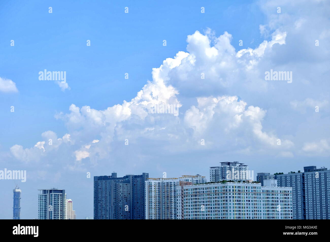 Blue Sky and Buildings with Cloud Background Stock Photo - Alamy