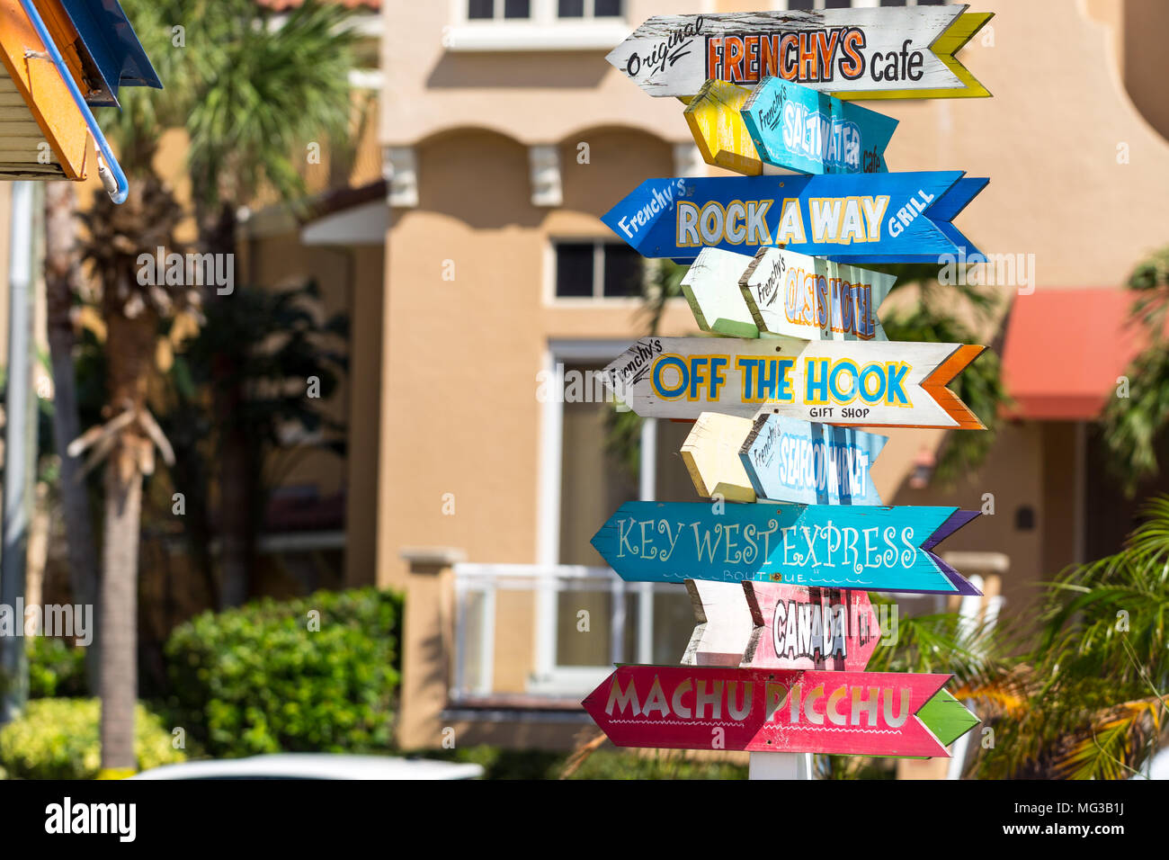 Clearwater sign, directions and distances, colourful Stock Photo - Alamy