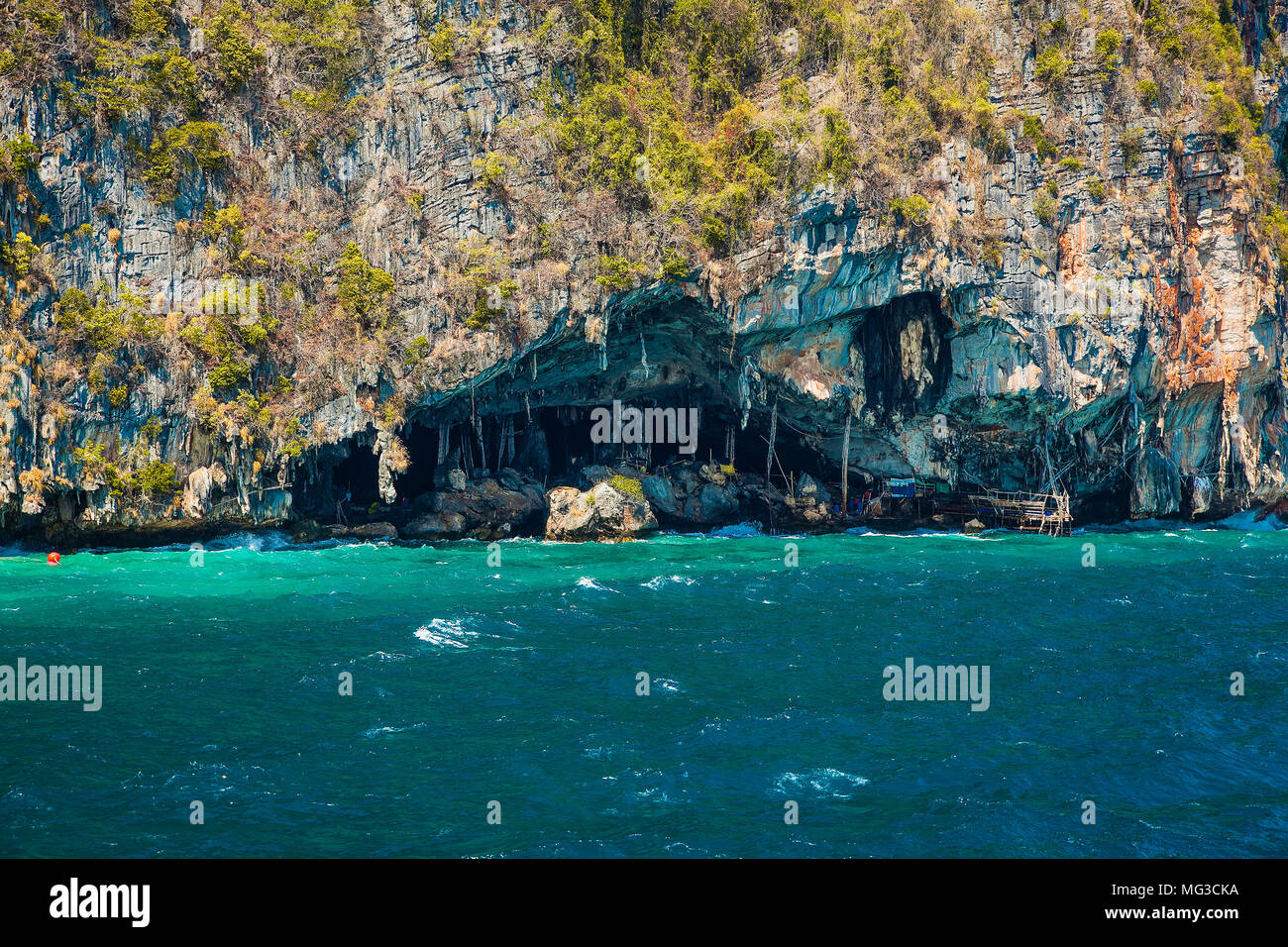 Viking cave where bird's nests are collected. Phi-Phi Leh island ...