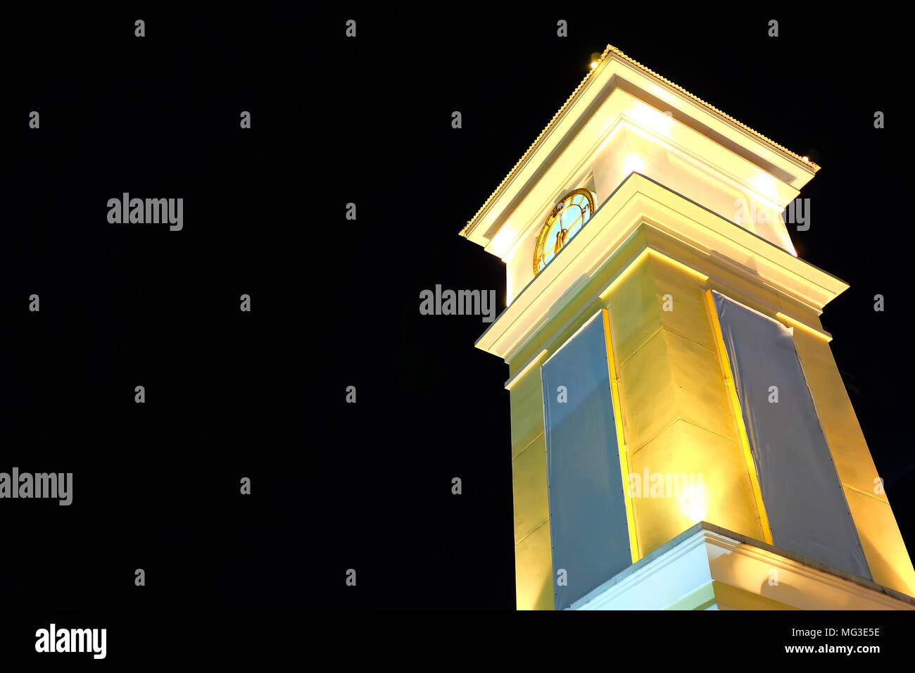 Close-up Clock Tower at Night Background Stock Photo - Alamy
