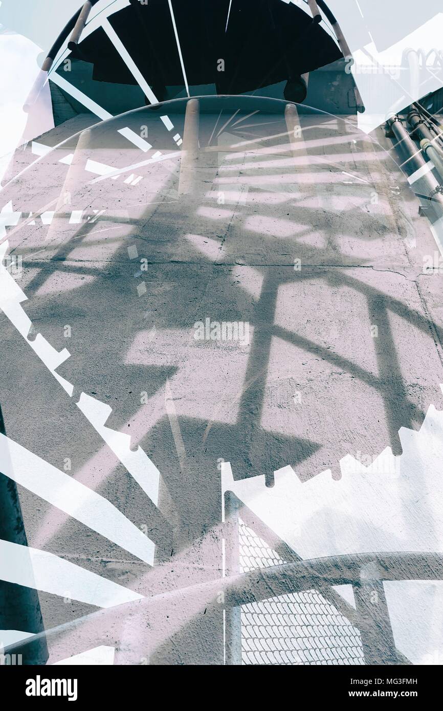 Abstract Double Exposure Fire Escape with Shadow Background Stock Photo ...