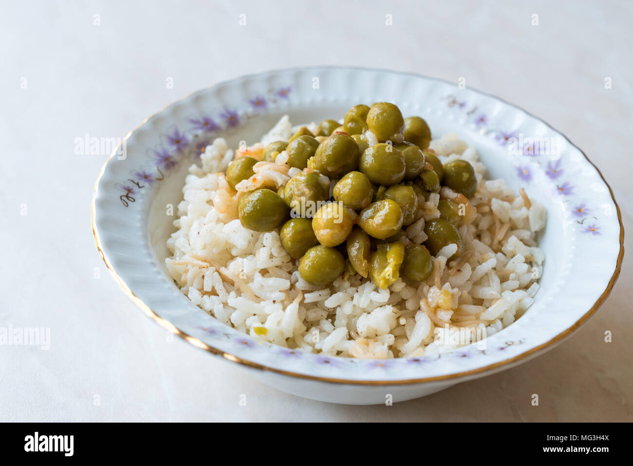 Turkish Rice with Green Peas / Pilav Bezelye / Pilaf. Traditional Food ...