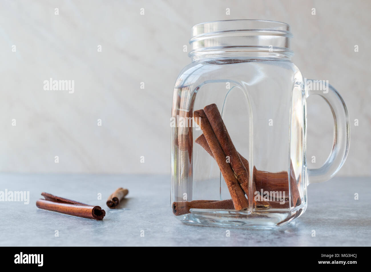 Water with Cinnamon Sticks in Mason Jar. Organic Beverage Stock Photo ...