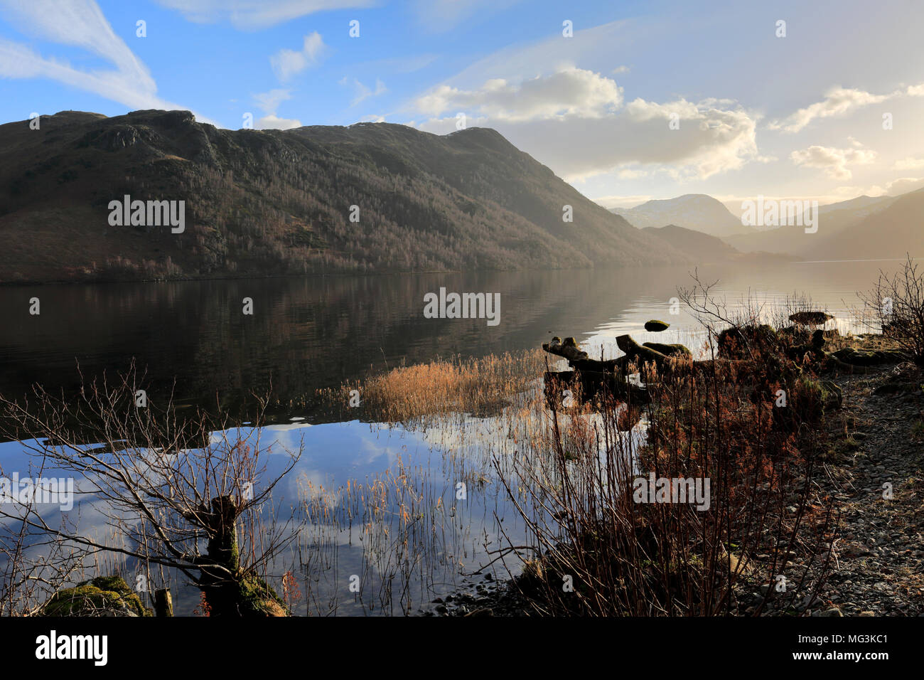 Spring view of Ullswater from Glenridding, Lake District National Park ...