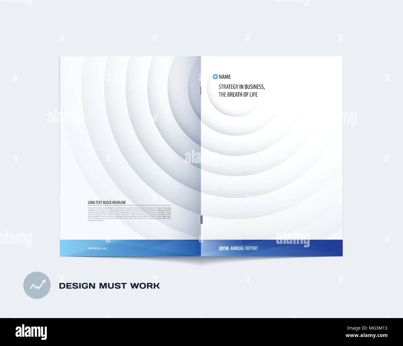 Abstract centerfold brochure paper-cut design style with blue colourful ...