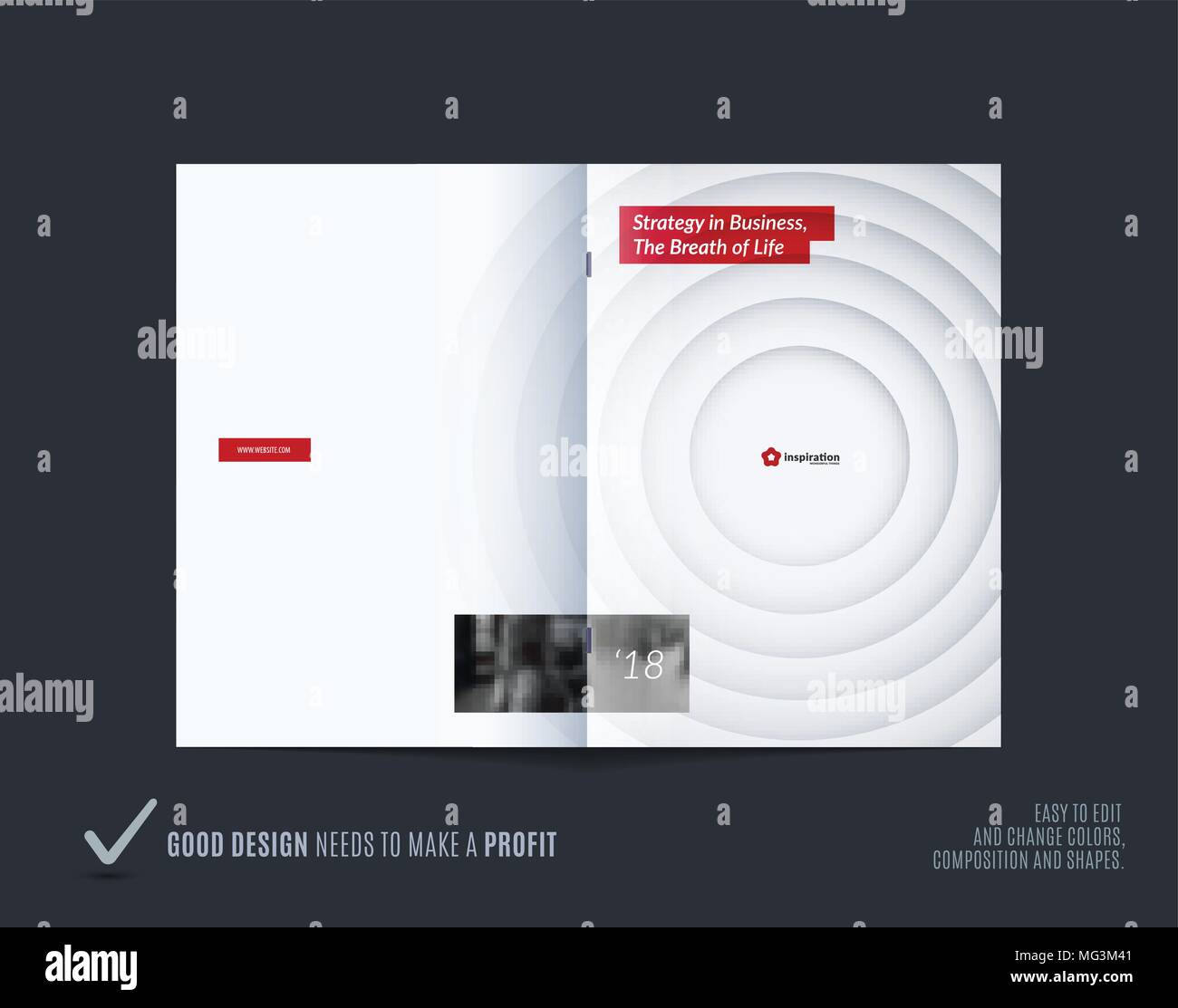 Abstract centerfold brochure paper-cut design style with colourful ...