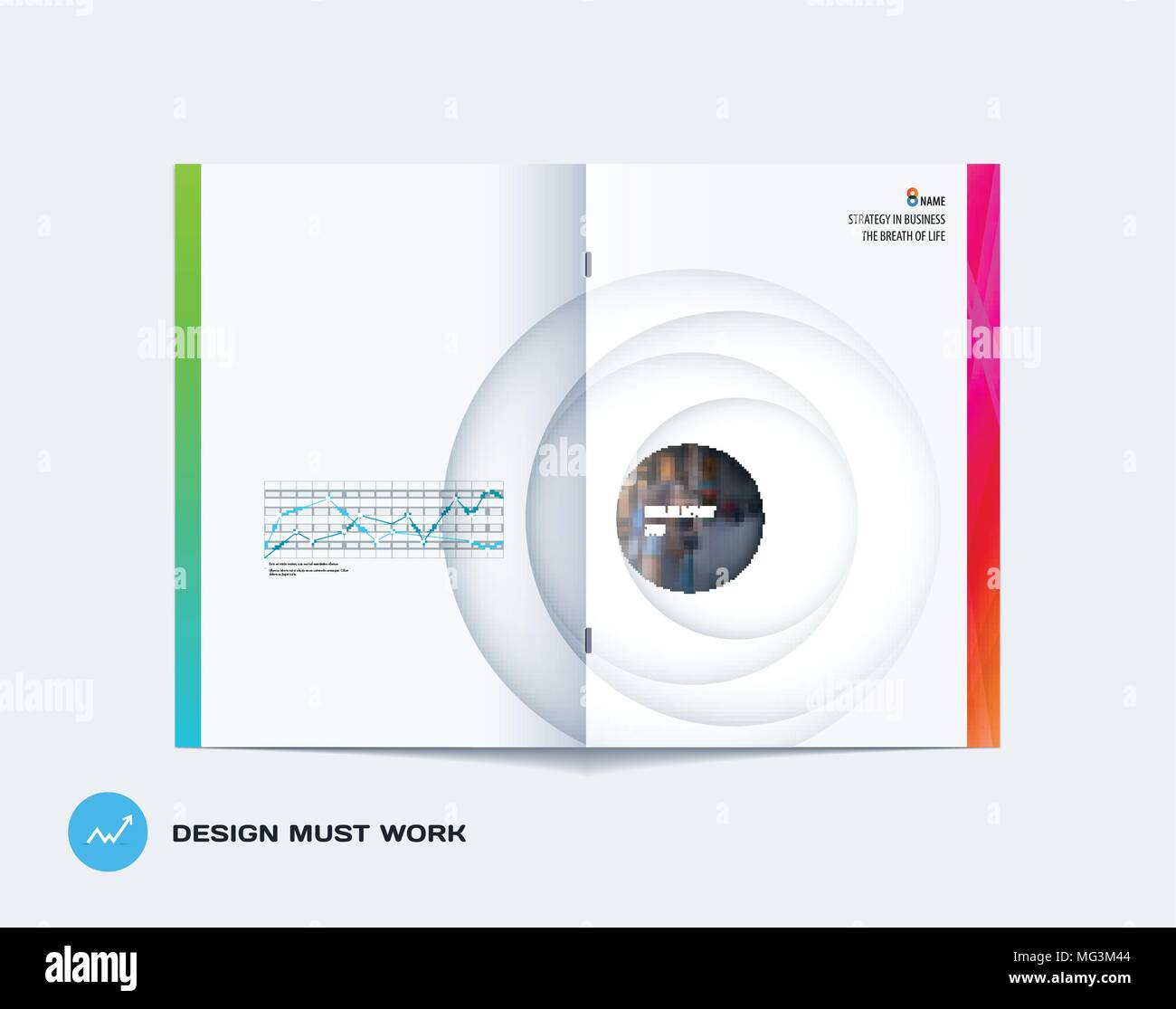 Abstract centerfold brochure paper-cut design style with colourful ...