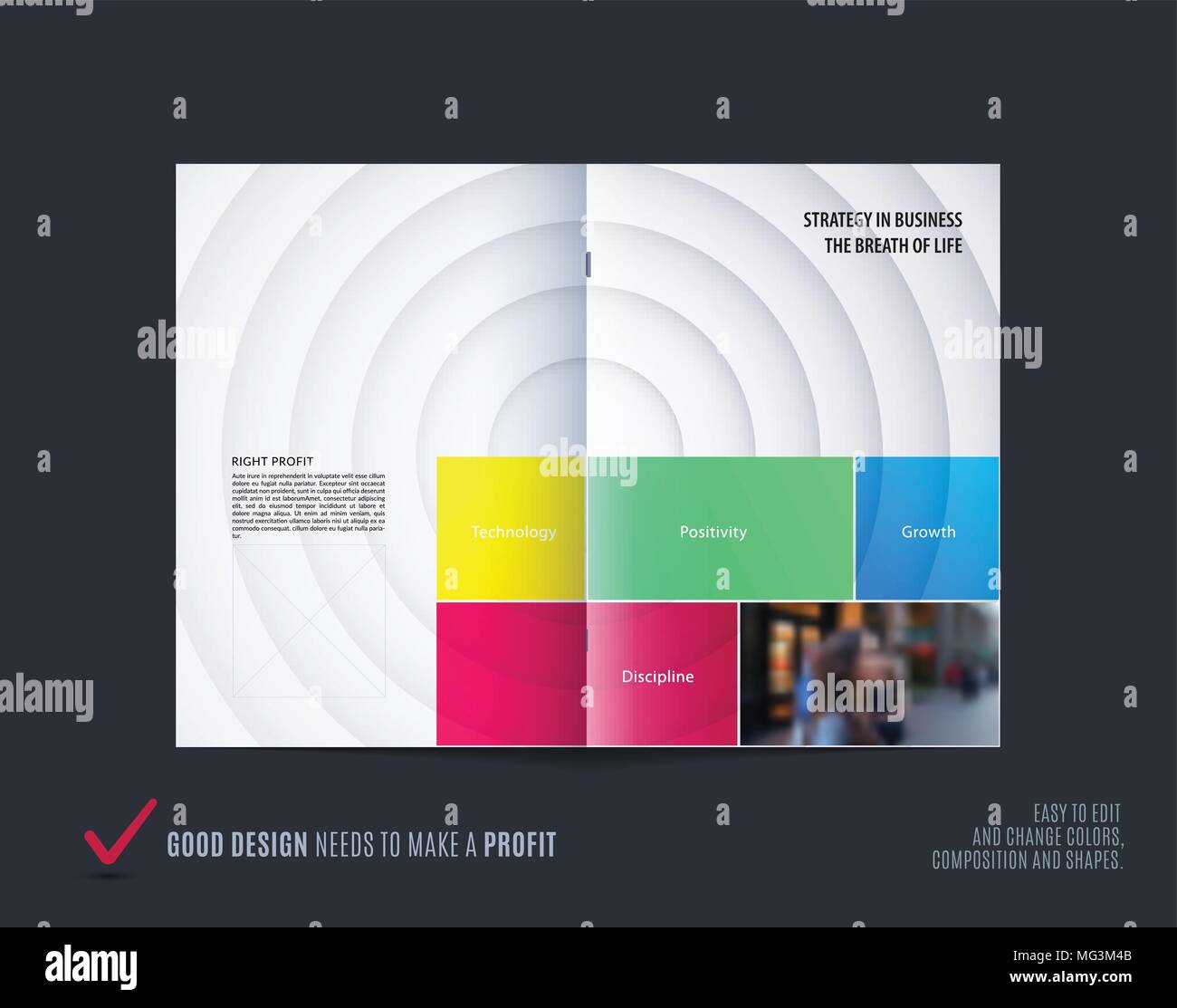 Abstract centerfold brochure paper-cut design style with colourful ...