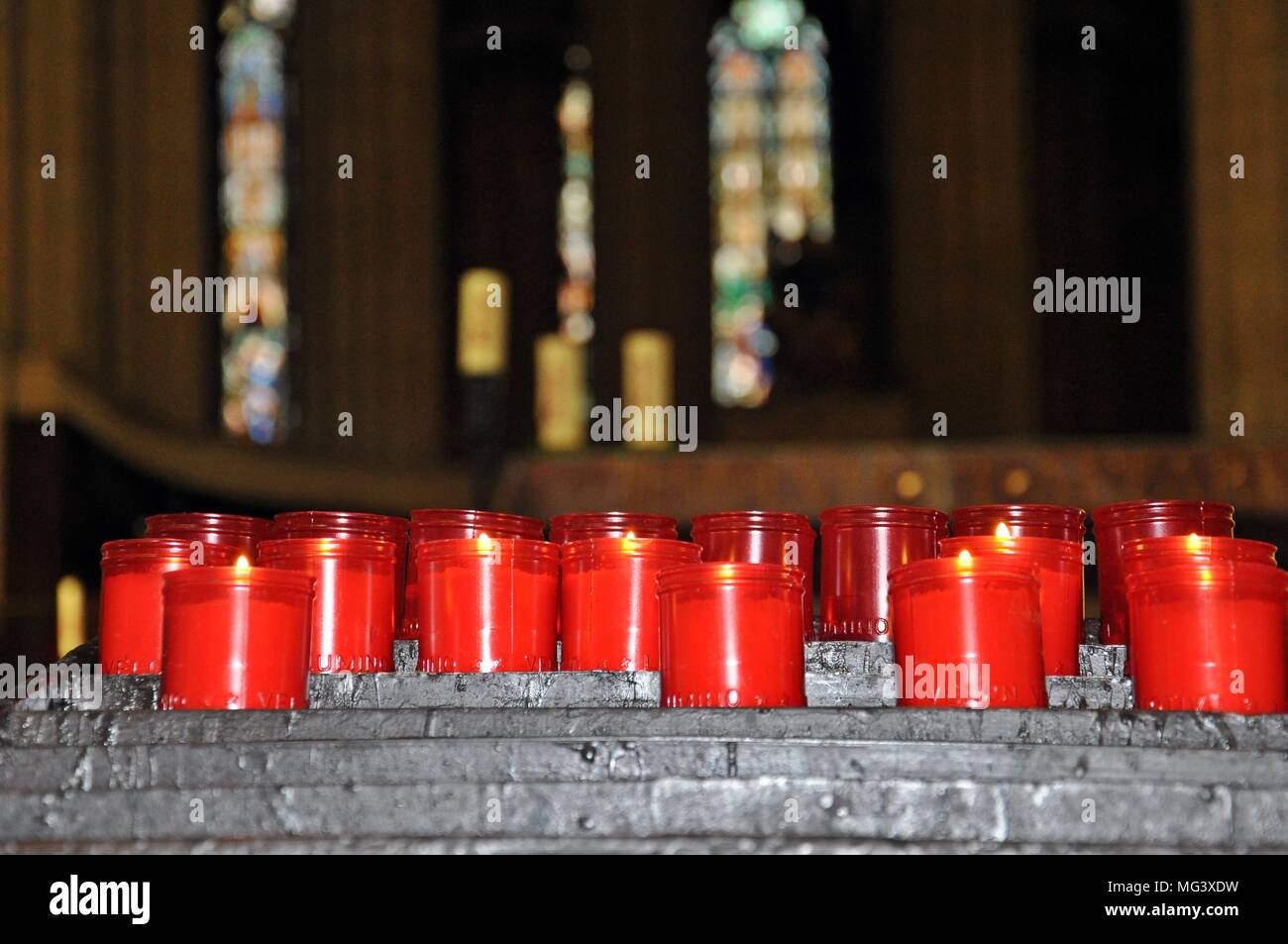 Lit candles inside a church hi-res stock photography and images - Alamy