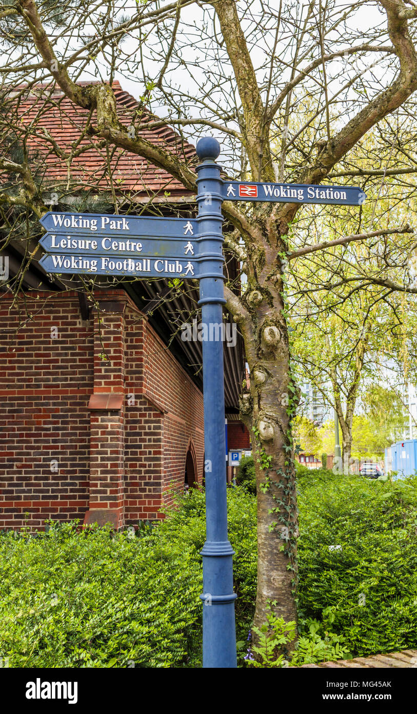 Direction sign to attractions, amenities and facilites in Woking ...