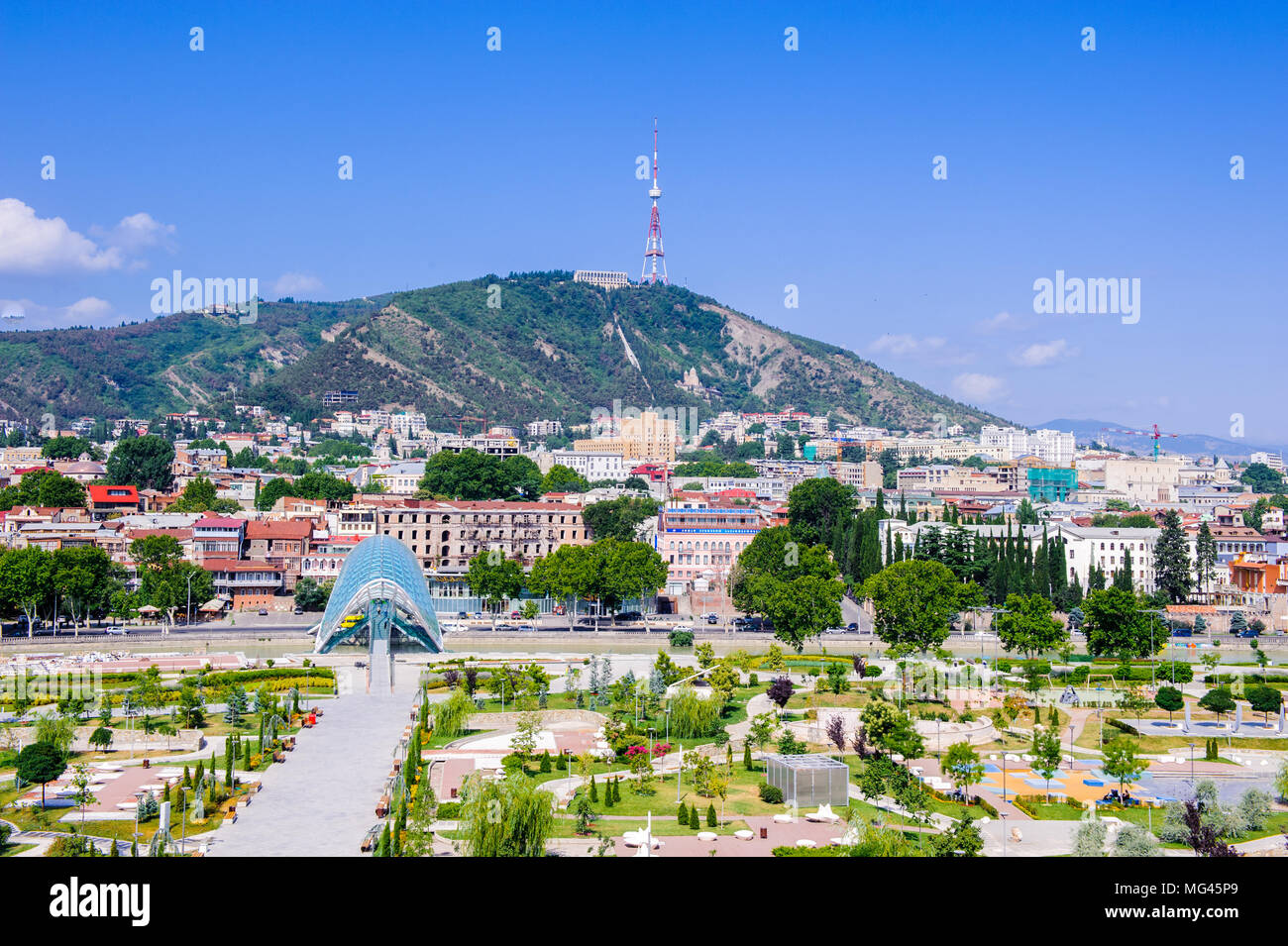 Panorama of Tbilisi, Georgia. Tbilisi is the capital and the largest ...