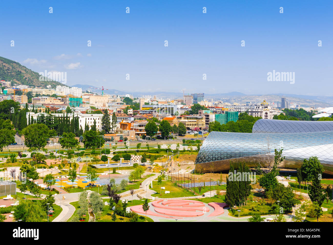Panorama of Tbilisi, Georgia. Tbilisi is the capital and the largest ...